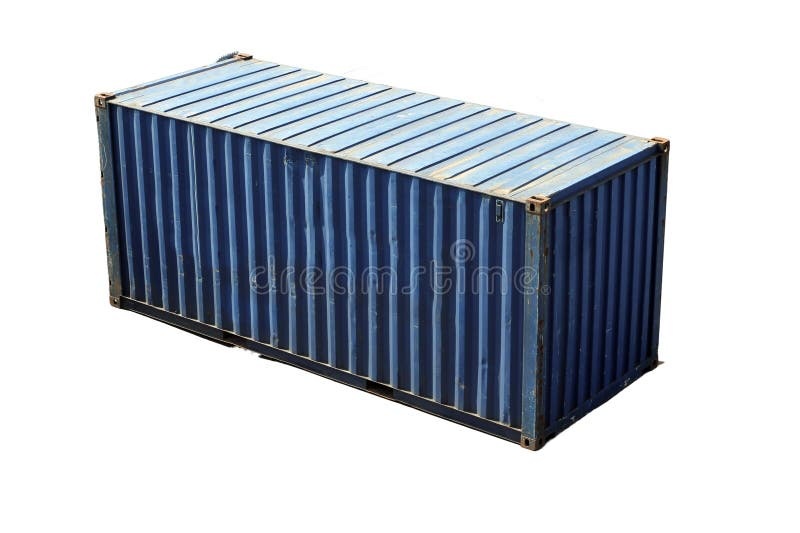 Standard Blue Cargo Container Isolated on White Background, Side View ...