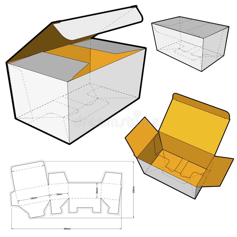 Standard Box Internal Measurement 14x7.5x8cm and Die-cut Pattern. Stock ...