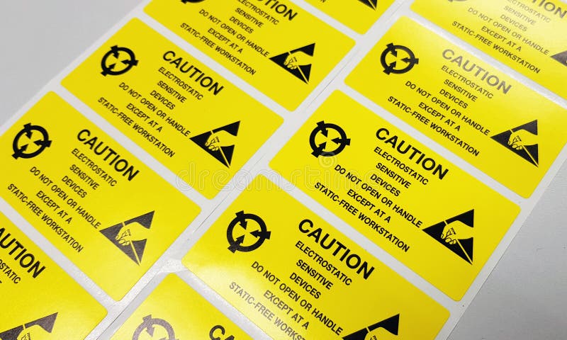 Standard Caution Label with Text & X22;Caution& X22; for Electrostatic ...
