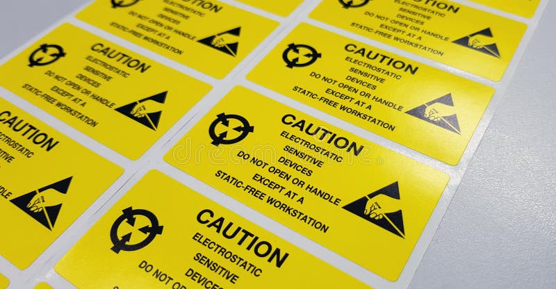 Standard Caution Label with Text & X22;Caution& X22; for Electrostatic ...
