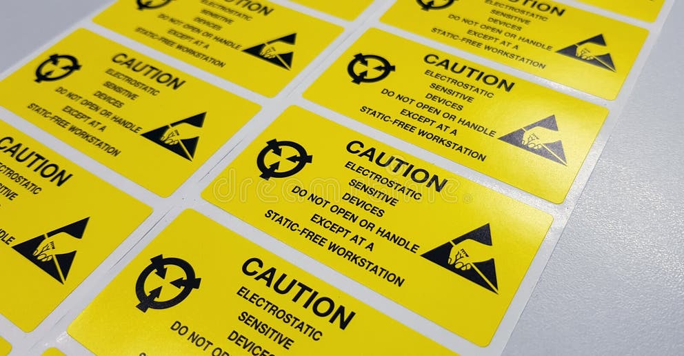 Standard Caution Label with Text & X22;Caution& X22; for Electrostatic ...