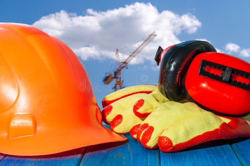 Standard Construction Safety, Building Protection and Tools Stock Photo ...