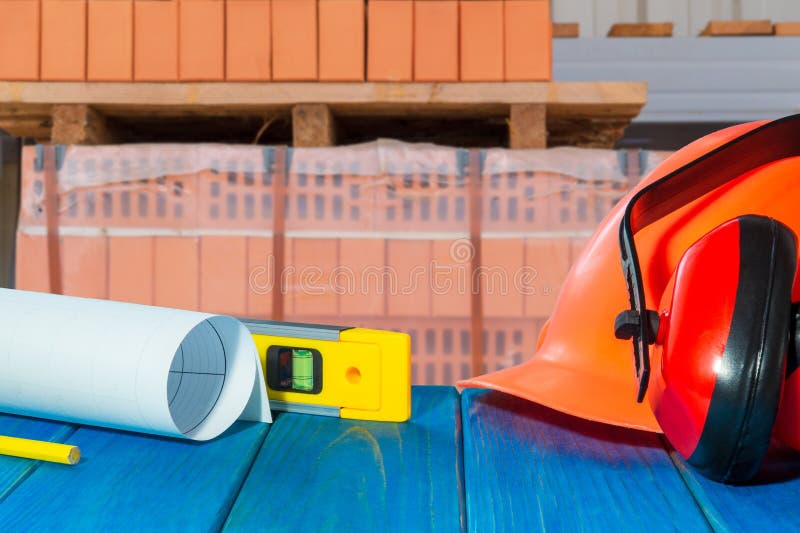 Standard Construction Safety, Building Protection and Tools Stock Photo ...