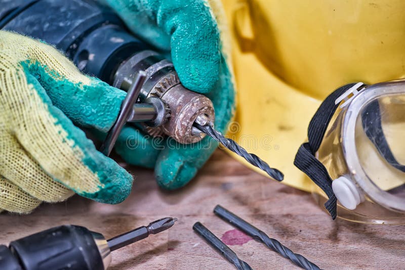 Standard Construction Safety Equipment and Put a Drill Stock Image ...