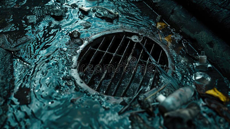 A Standard Drainage System with a Grate in the Center, Suitable for ...