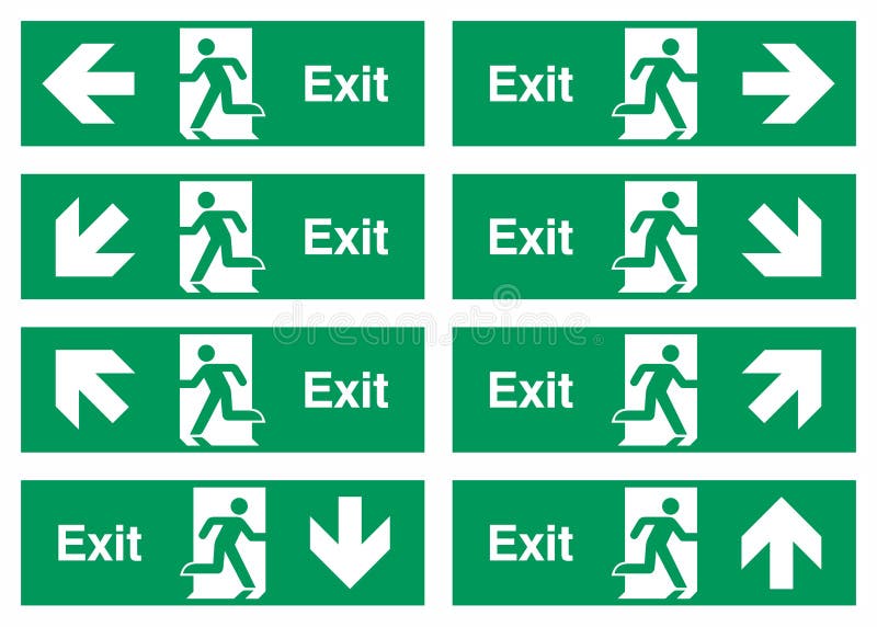 ISO 7010 Graphical Symbols for Exit Routes Stock Image - Image of radio ...