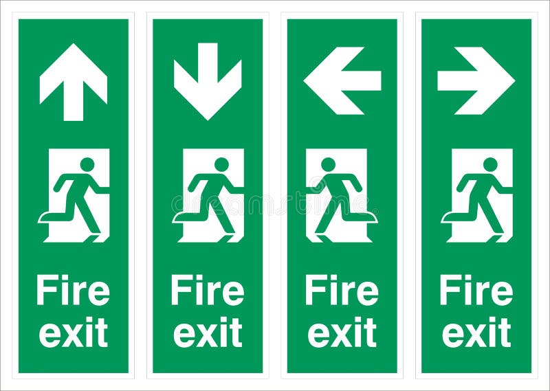 ISO 7010 Graphical Symbols for Fire Exit Routes Portrait Stock ...