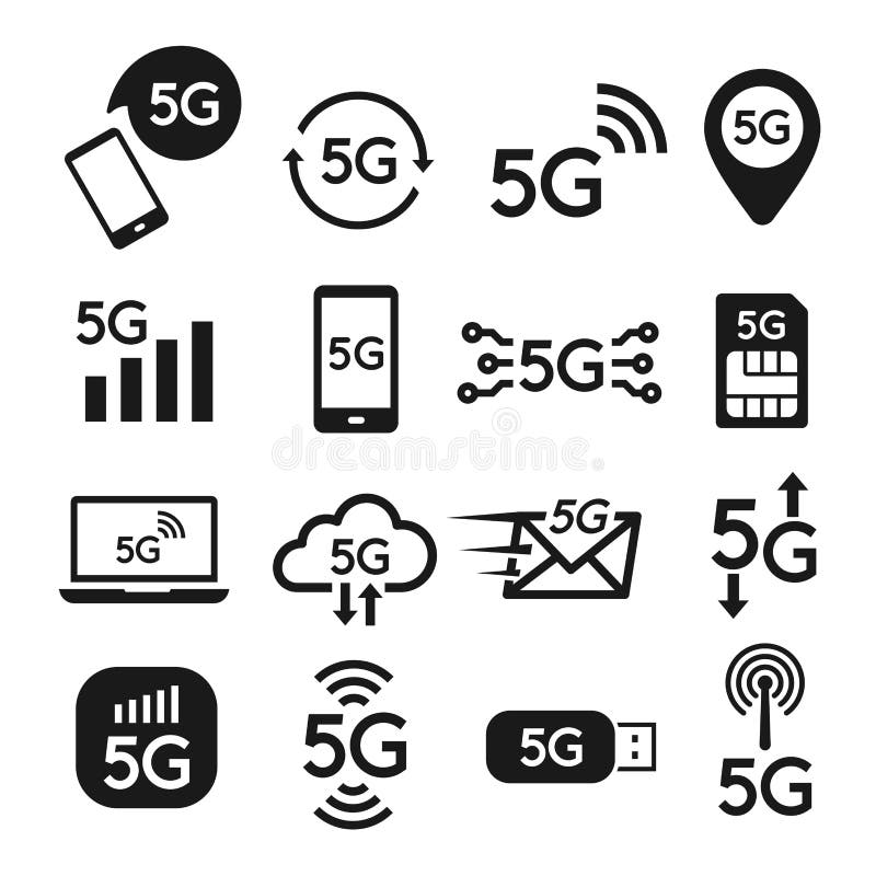 Standard 5g Icon Set for Internet and Phone Stock Vector - Illustration ...