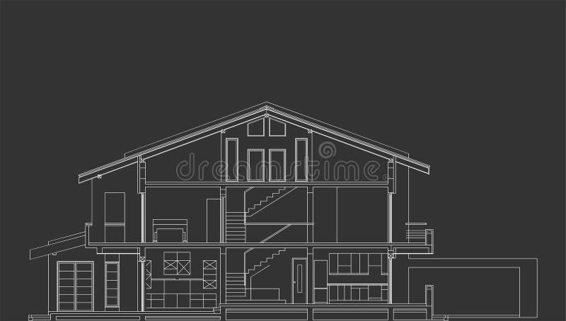 Standard House Facade Section Stock Vector - Illustration of floor ...