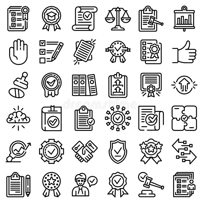Standard Icons Set, Outline Style Stock Vector - Illustration of line ... Standard Icons Set, Outline Style Stock Vector - Illustration of line ...