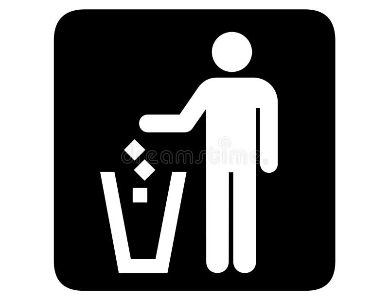 Inverted Litter Disposal Garbage Signal Sign Pictogram for Thrash ...