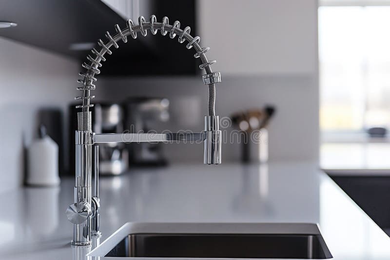 A Standard Kitchen Sink with a Central Faucet Stock Photo - Image of ...