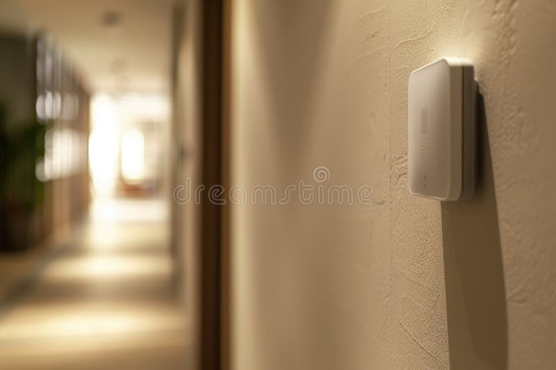 A Standard Light Switch Mounted on a Wall in a Typical Hallway Stock ...