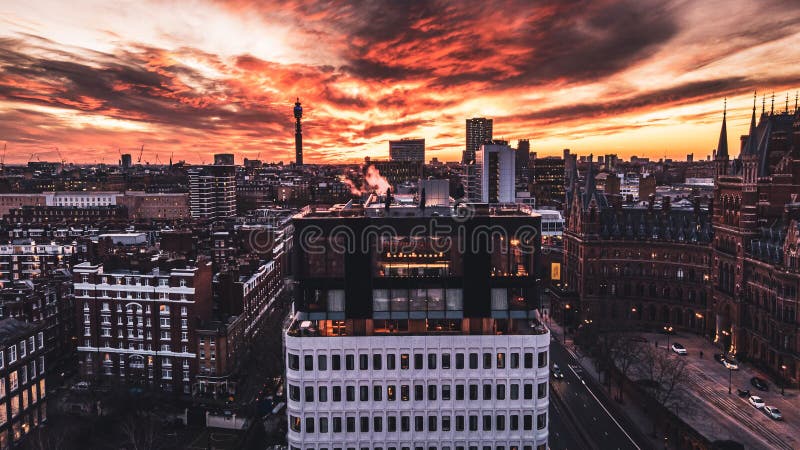 The Standard, London Fiery Sunset Editorial Photography - Image of ...