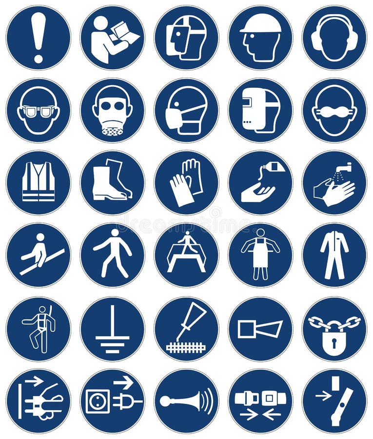 Standard Mandatory Action Sign Collection Stock Vector - Illustration ...
