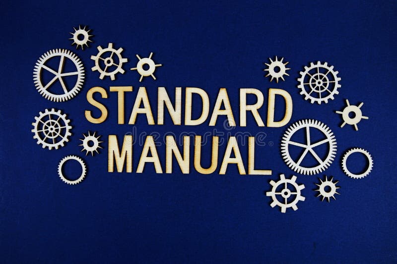 Standard Manual Alphabet Letters with Gears Element on Navy Blue ...