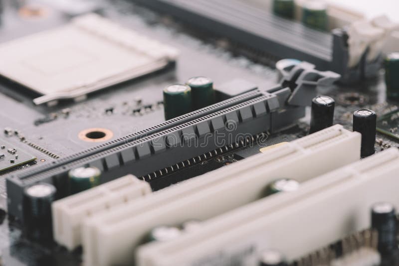 Standard Motherboard with Electrolytic Capacitors Stock Image - Image ...