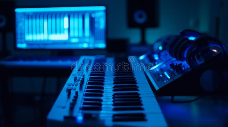 A Standard Music Production Studio Setup Consists of Headphones and a ...