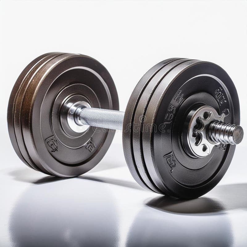 A Standard Olympic Barbell with Weight Plates on Both Ends, Isolated on ...