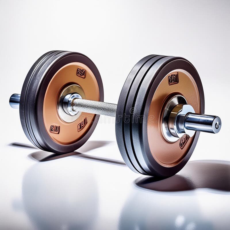 A Standard Olympic Barbell with Weight Plates on Both Ends, Isolated on ...