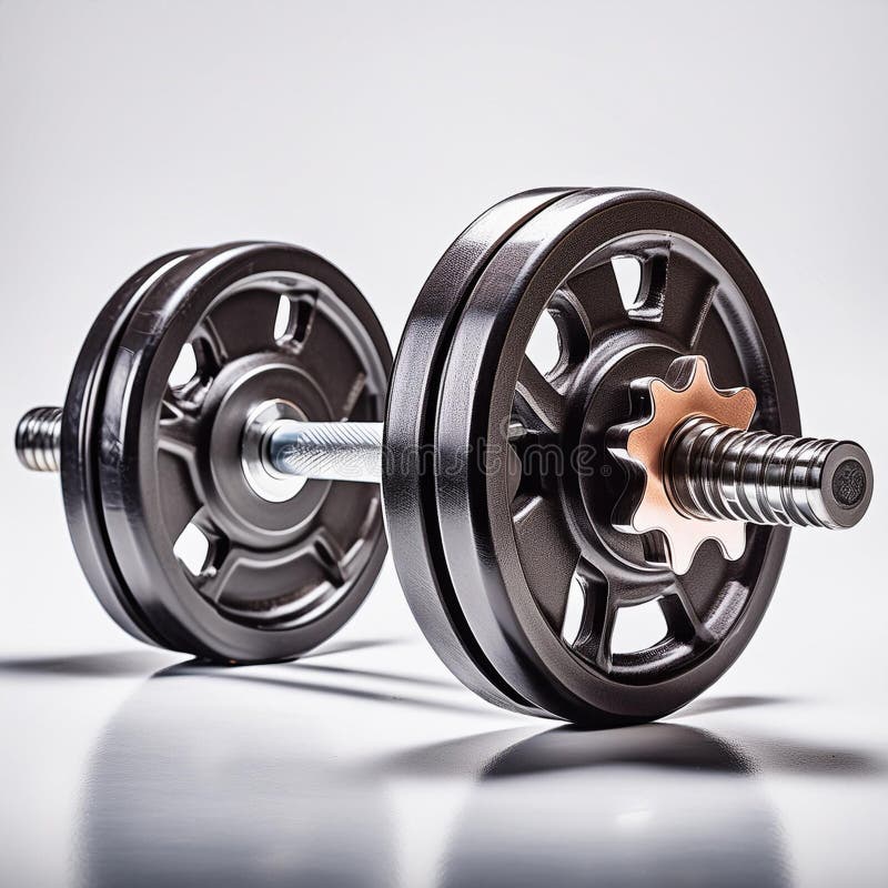 A Standard Olympic Barbell with Weight Plates on Both Ends, Isolated on ...