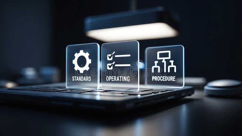 Standard Operating Procedure Icons on Laptop Image Stock Illustration ...