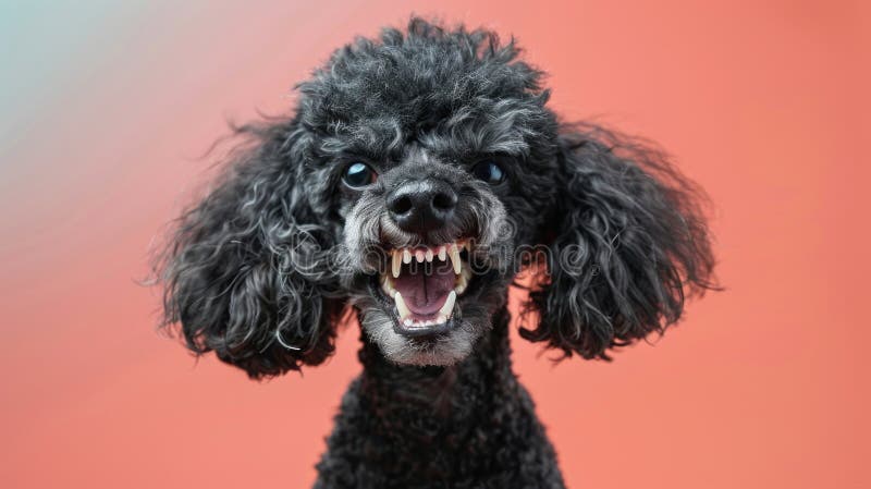 Standard Poodle, Angry Dog Baring Its Teeth, Studio Lighting Pastel ...