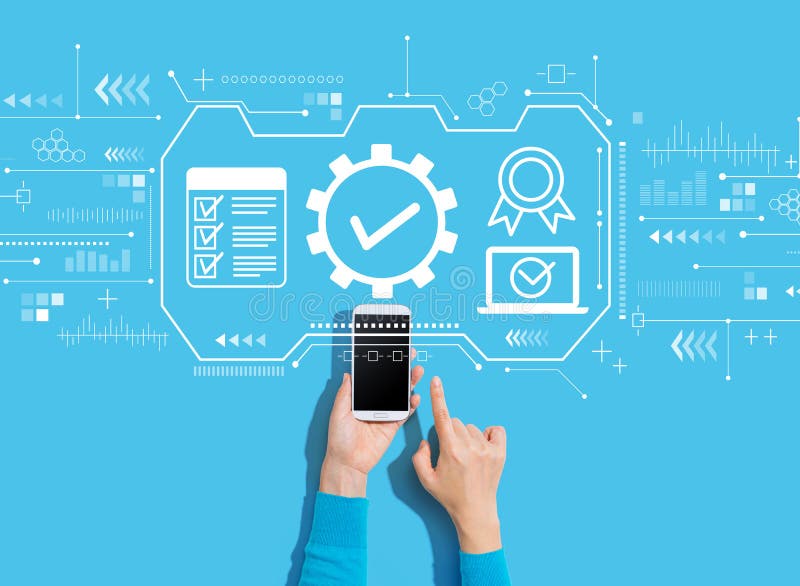 Standard Quality Control Approval with Businessman Holding a Tablet ...