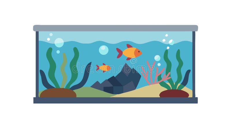 Standard Rectangular Fish Tank with Gravel and Fish, Vector Design ...