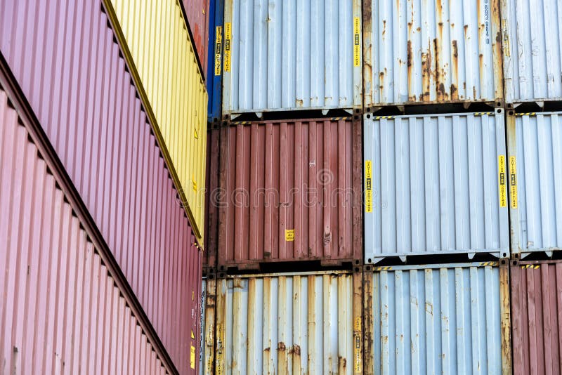 Standard Shipping Containers in a Container Terminal Stock Photo ...