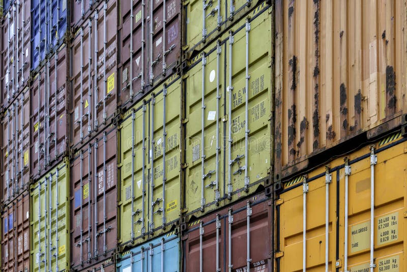 Standard Shipping Containers in a Container Terminal Stock Photo ...