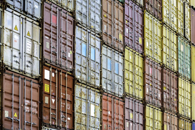 Standard Shipping Containers in a Container Terminal Stock Image ...