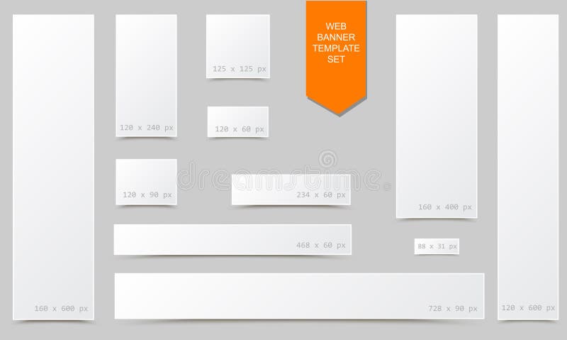Standard Size Empty Blank Web Banner Set with Curled Edges Effect and ...