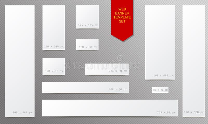 Standard Size Empty White Blank Web Banner Set with Curled Edges Effect ...