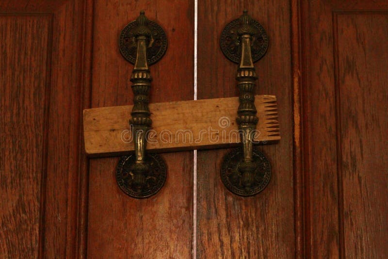 Strong Lock with Keys in the Front Door. Door Lock with Keychain, Open ...