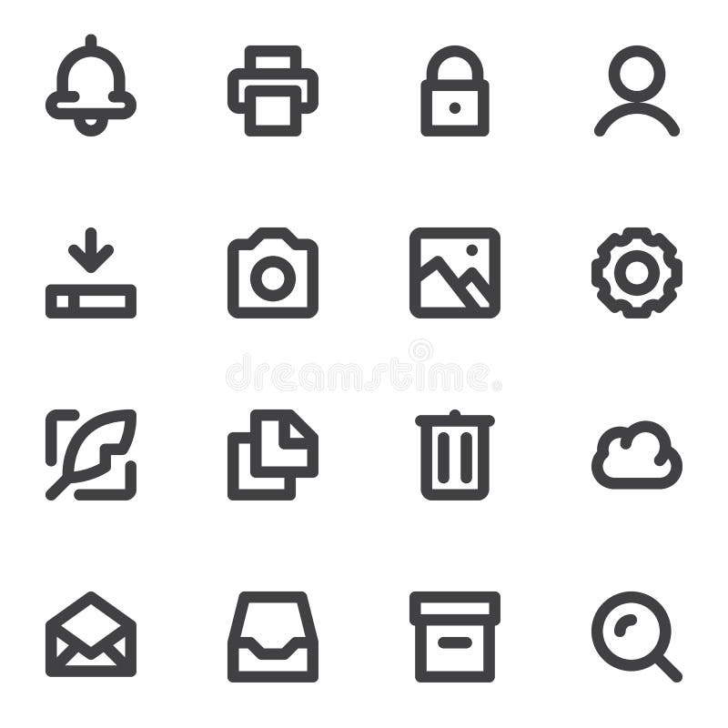 Standard Universal Minimal Line Icons Set Stock Vector - Illustration ...