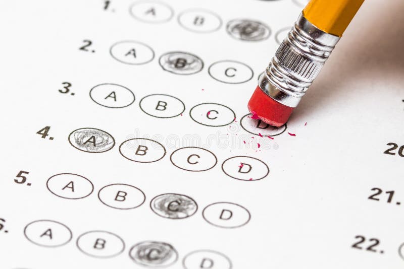 Standardized Quiz or Test Score Sheet with Multiple Choice Answers ...