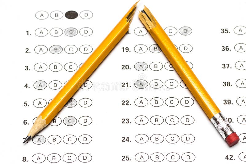 Standardized Test Form with Answers and a Broken Pencil Stock Photo ...