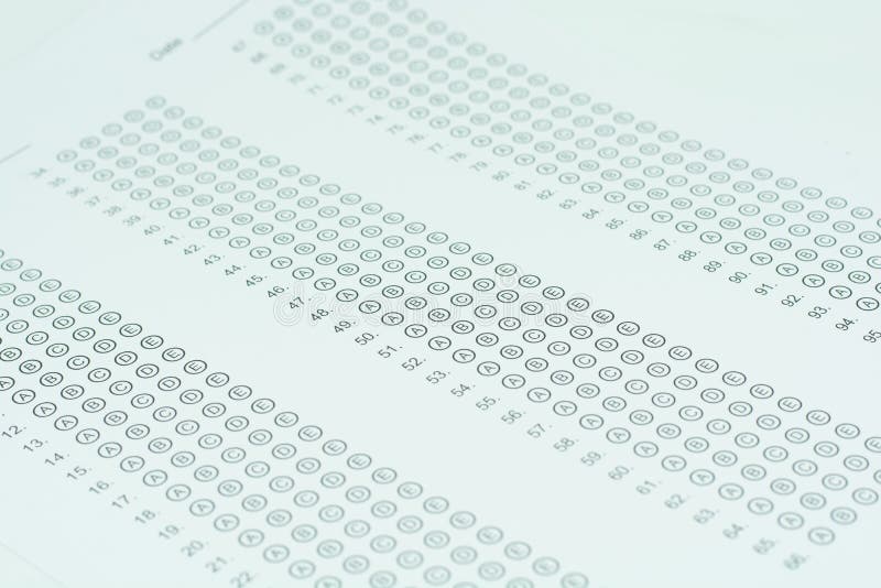 Standardized Test Form with Answers Bubbled Stock Photo - Image of ...