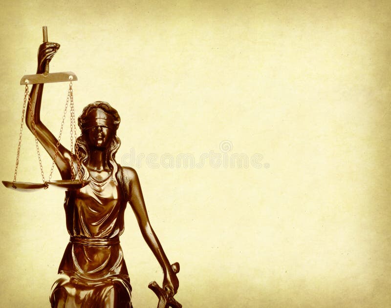 Standbeeld Van Rechtvaardigheid Op Oude Document Achtergrond Stock Foto ...