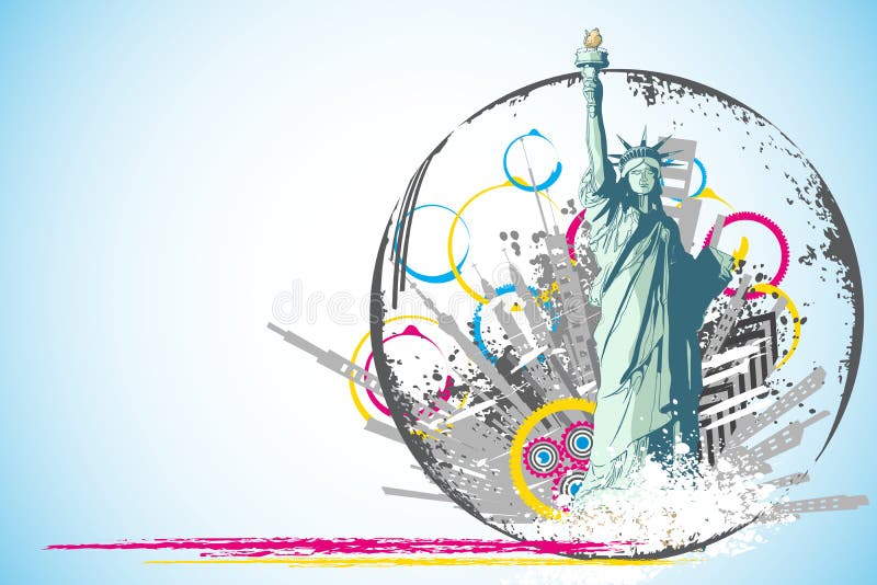 Standbeeld Van Vrijheid Met Amerikaanse Vlag Vector Illustratie ...