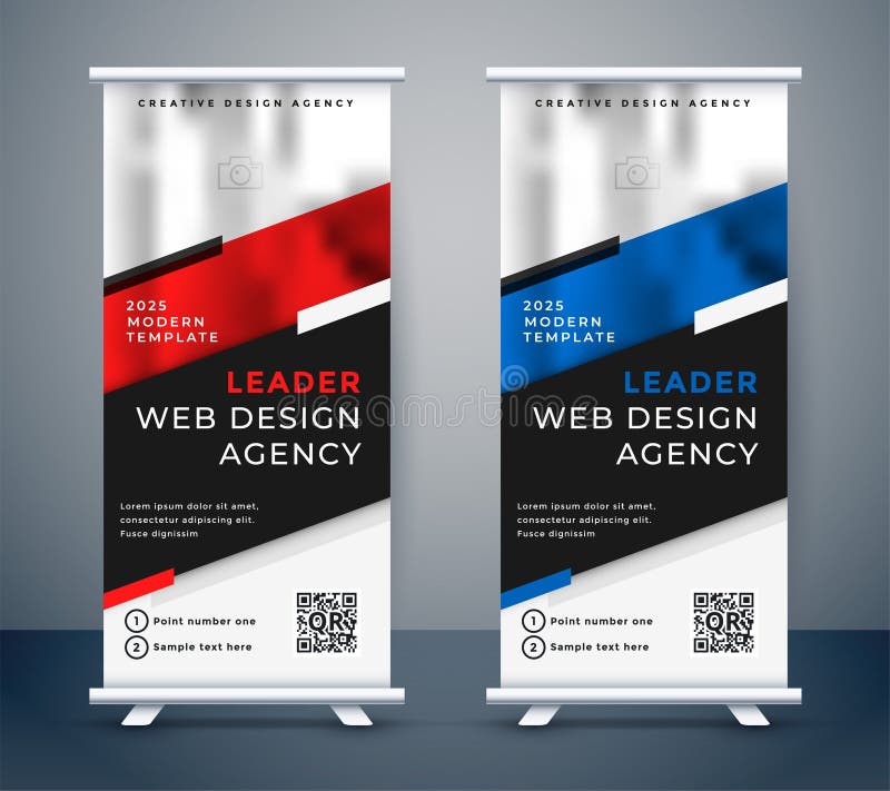 Standee Design in Trendy Color Style Roll Up Template Stock Vector ...