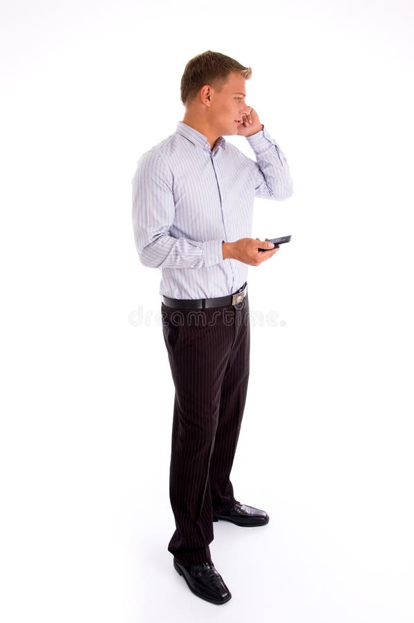 Man Talking on Cell Phone and Wishing Goodluck Stock Photo - Image of ...