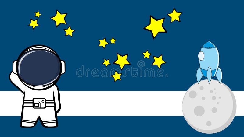Standing Astronaut Kid Cartoon Background Card Stock Vector ...