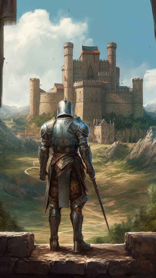 Standing Backwards the Armored Knight is Shown Out in Front of a ...