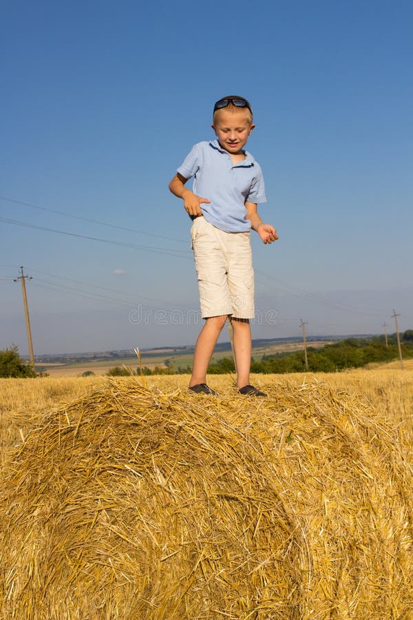 Standing on a bale of hay stock image. Image of rural - 98304659