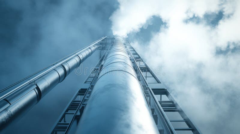 Viewpoint from the Ground Looking Up at a Towering Industrial Structure ...