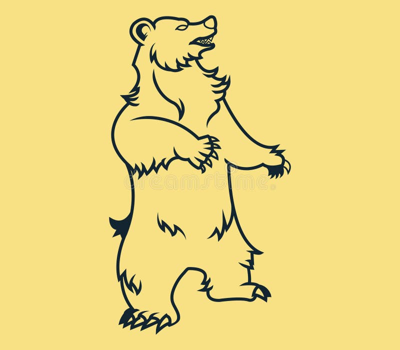 Line Drawing Bear Standing Stock Illustrations – 347 Line Drawing Bear ...