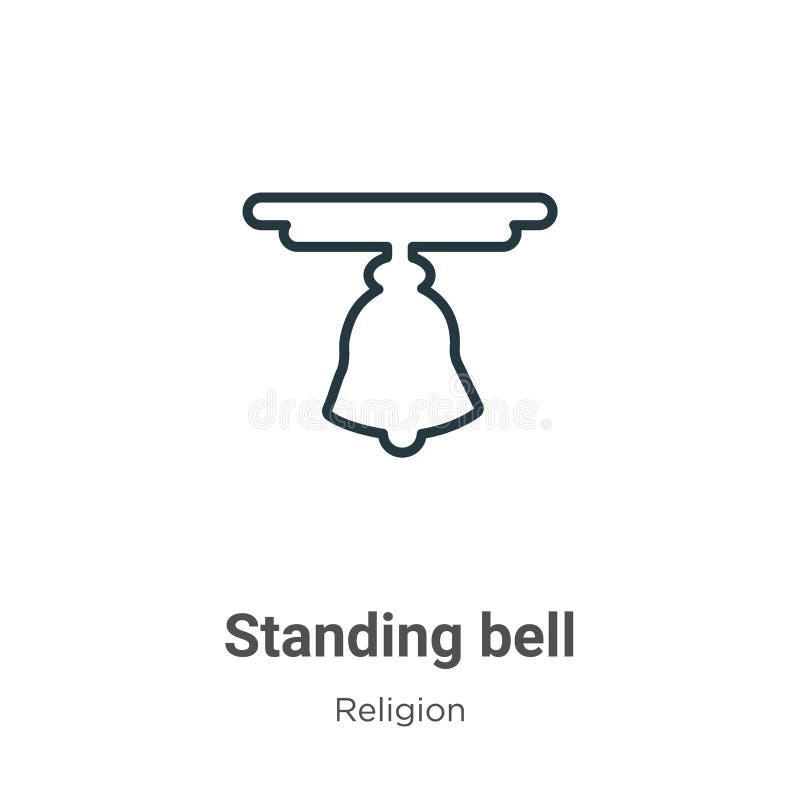 Standing Bell Outline Vector Icon. Thin Line Black Standing Bell Icon ...