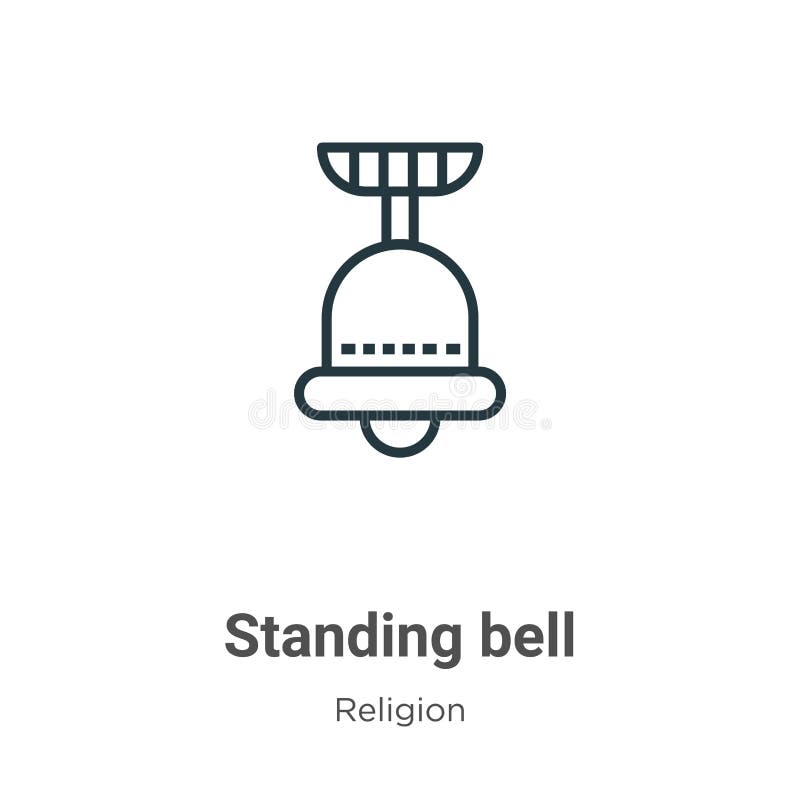 Standing Bell Outline Vector Icon. Thin Line Black Standing Bell Icon ...